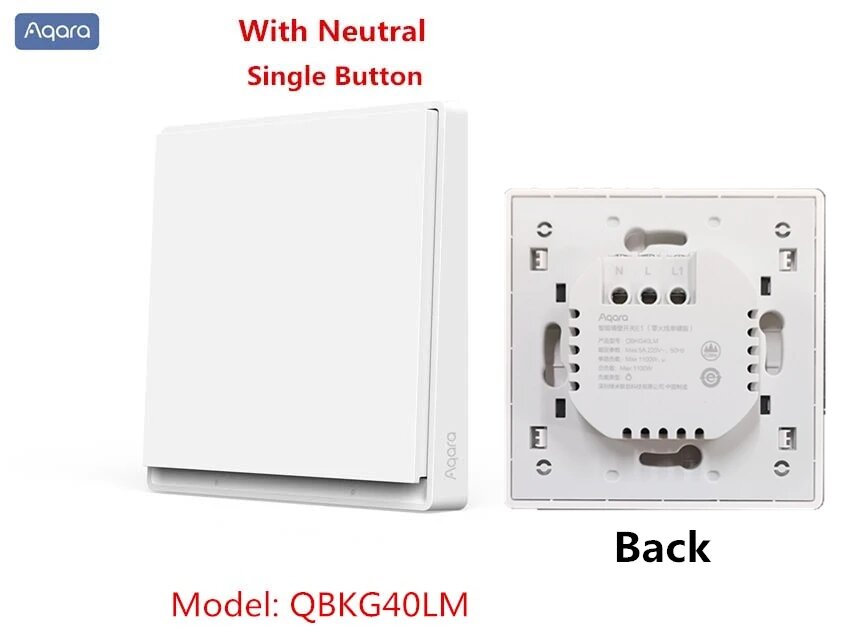 Aqara Выключатель настенный Single Button White Neutral