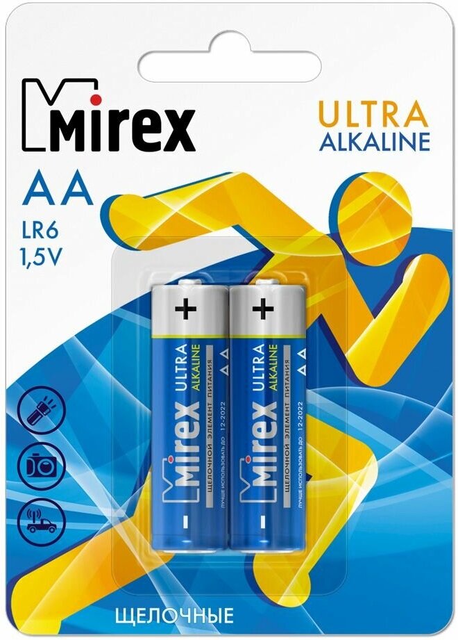 Батарейки щелочная Mirex LR03 / AAA 1,5V 2 шт, ecopack