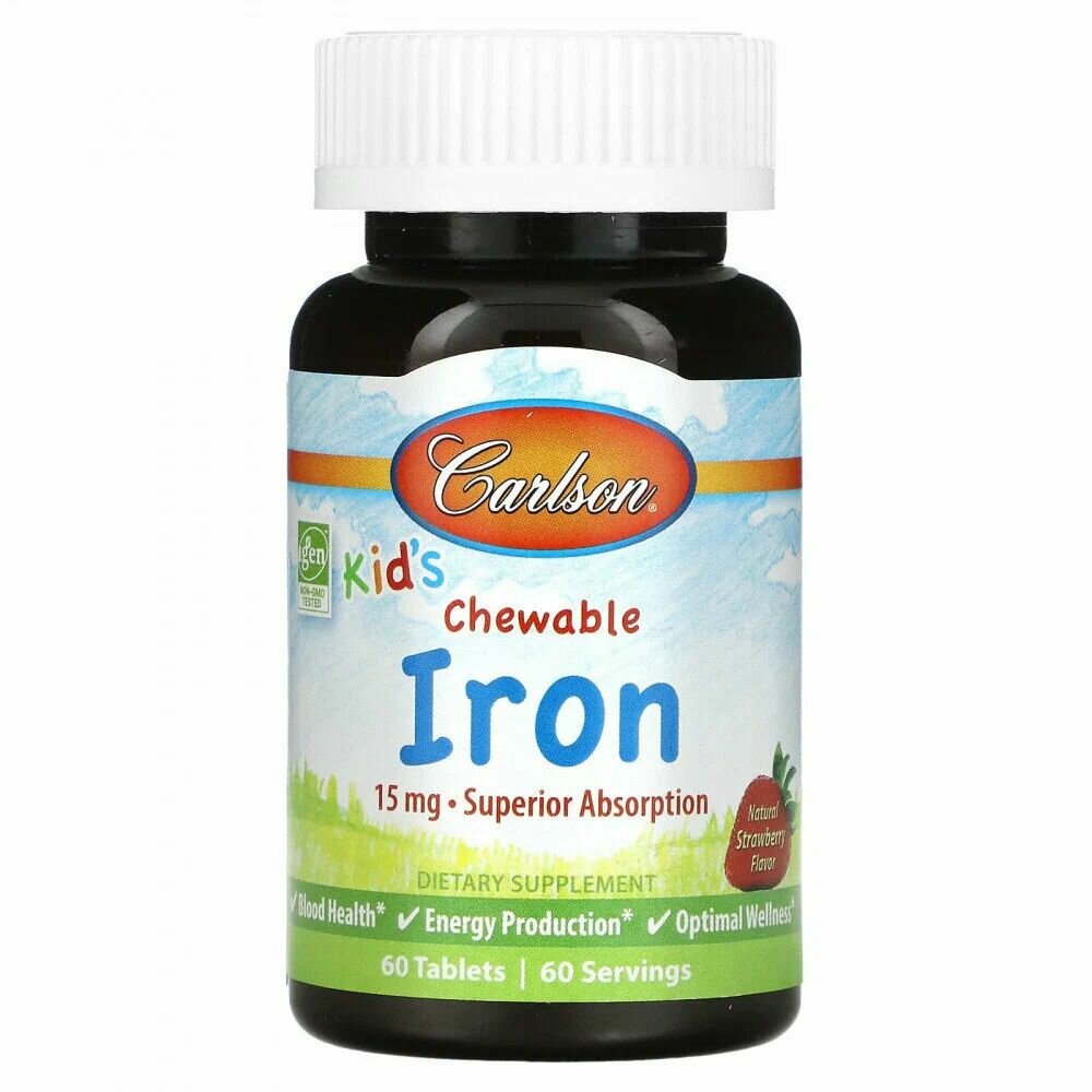 Carlson labs Kids Chewable Iron 15 мг 60 60 таблеток