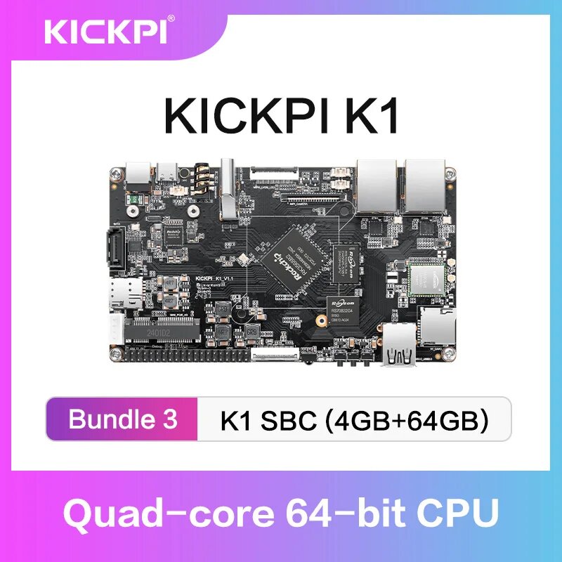 KICKPI K1 SBC (4GB+64GB) Bundle 3, Quad-core 64-bit CPU