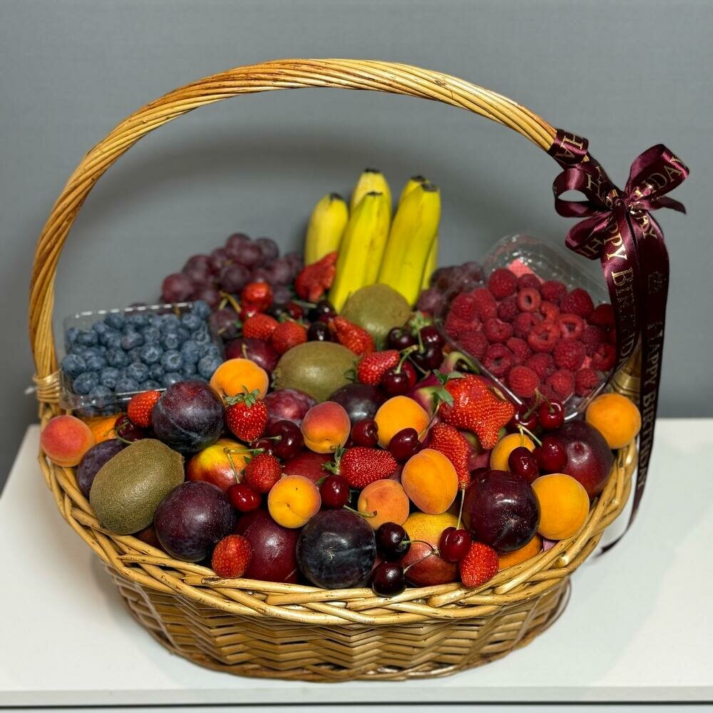 Подарочный набор "Изобилие", фруктовая корзина, 50+ продуктов, подарочная упаковка