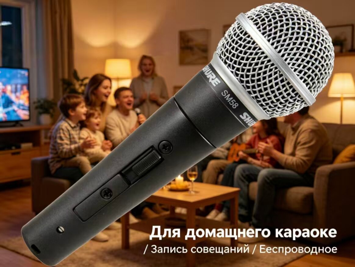 SHURE SM58 динамический кардиоидный вокальный микрофон (с выключателем)