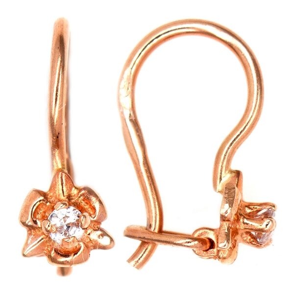 Серьги, красное золото, 585 проба, фианит