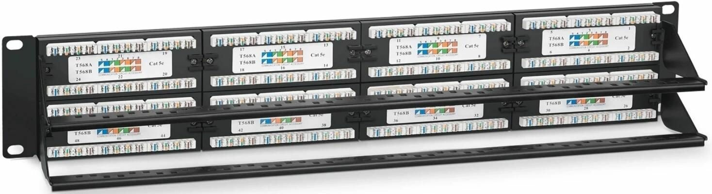 Патч-панель Cabeus 19", 1U, порты 48хRJ45, категория 5E, UTP (PL-48-CAT.5E-DUAL)