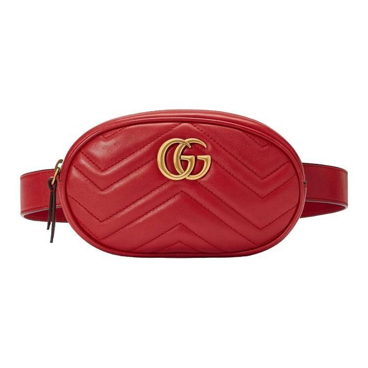 Сумка GUCCI GG Marmont, фактура плетеная, красный — фото 1