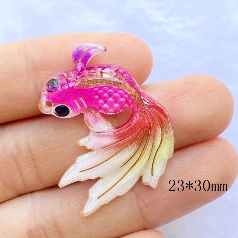 Розовая золотая рыбка для декорирования, 23*30mm, Color: K