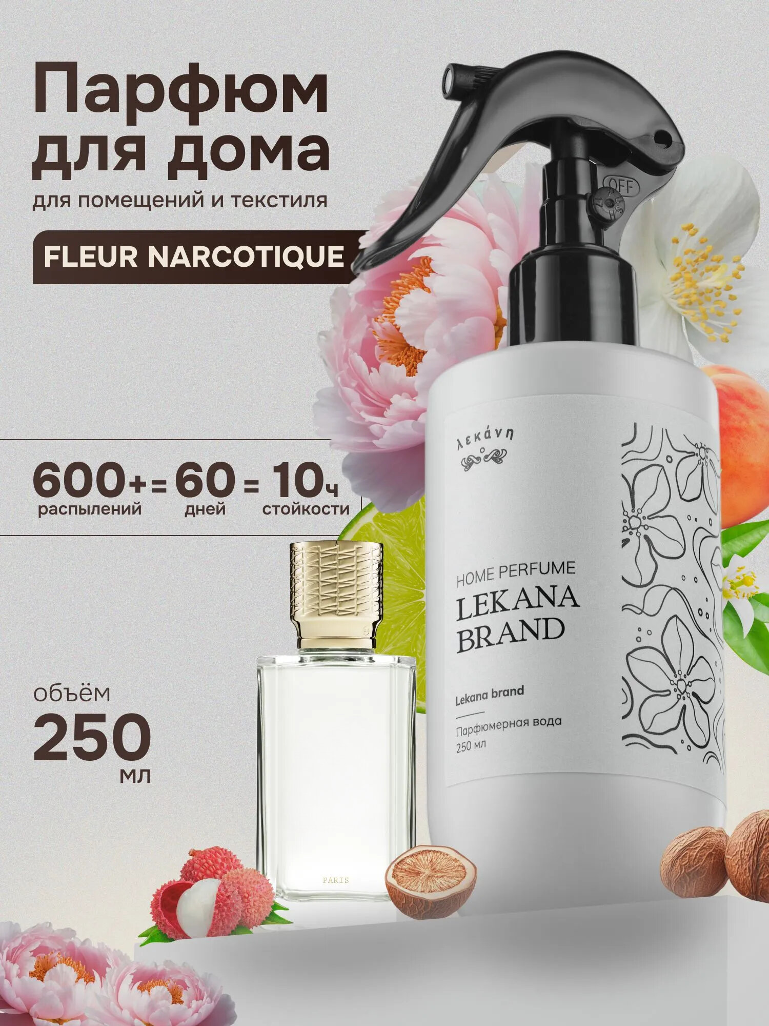Освежитель воздуха/ароматизатор для дома Флер Наркотик 250 мл, Lekana Brand