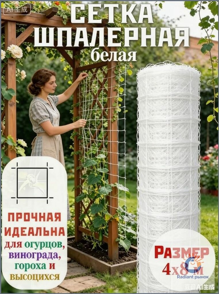Сетка садовая ограждающая, Полиэтилен,25г/кв. м,8х4м