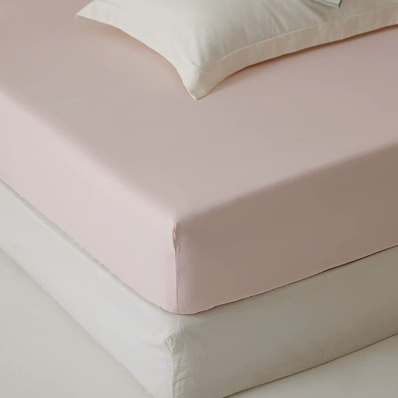 Lotus Rozovyy 100s Poshchennaya Khlopchatobumazhnyy Fitted Sheet 3-Komplekt 200x220sm Podkhodit Dlya Matrasov Do 25sm