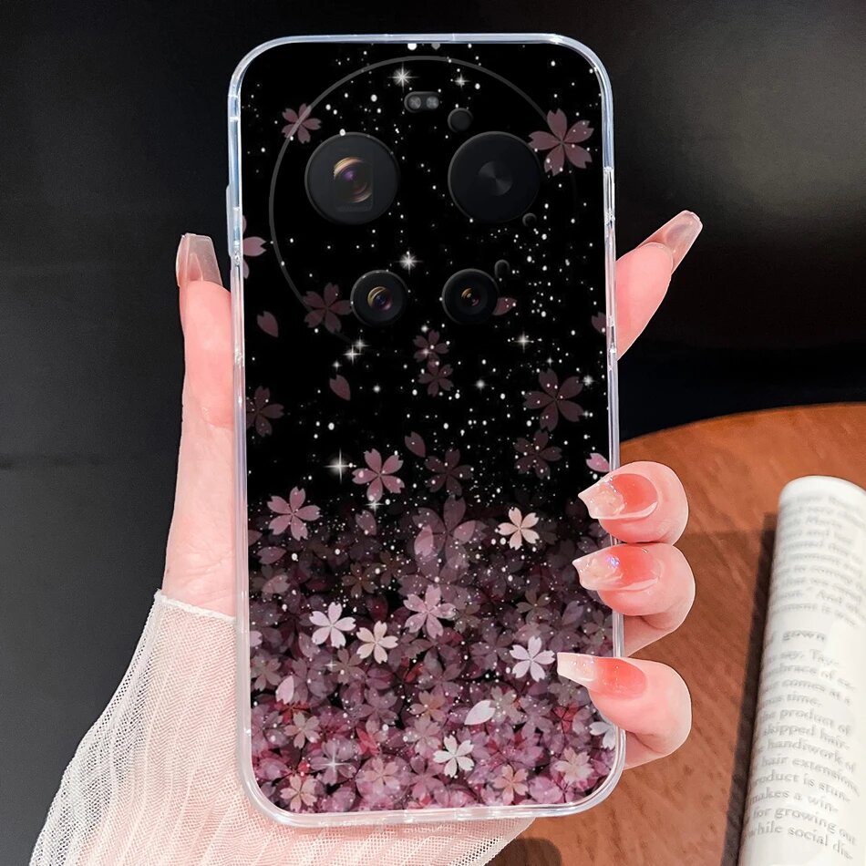 Чехол для Xiaomi 17 Ultra Pretty Butterfly, мягкий тонкий прозрачный силиконовый бампер Черный, U683
