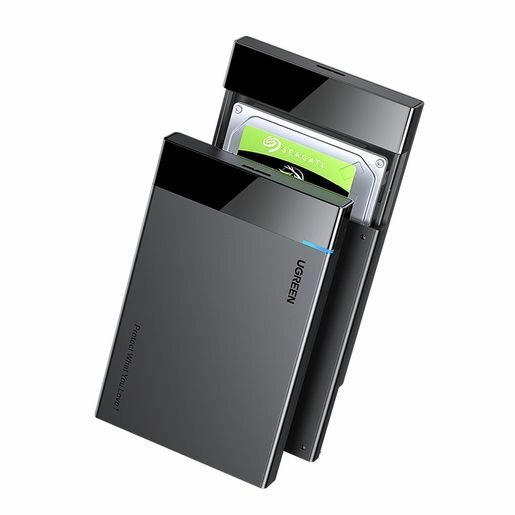 Внешний корпус для жесткого диска UGREEN US221 (60735) USB-C 3.1 To 2.5' SATA Hard Drive Enclosure с кабелем. Цвет: черный.