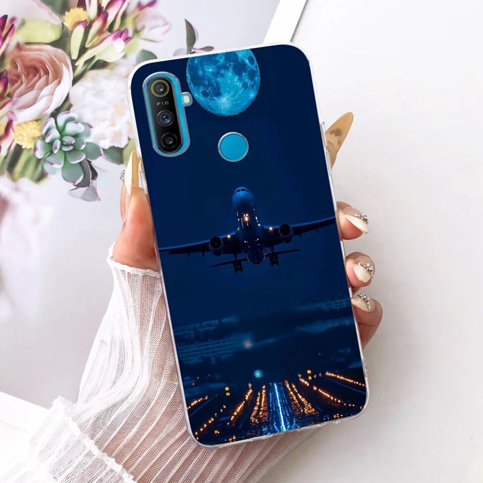 Чехол для Realme C3, TMTPU-6150, самолет и луна