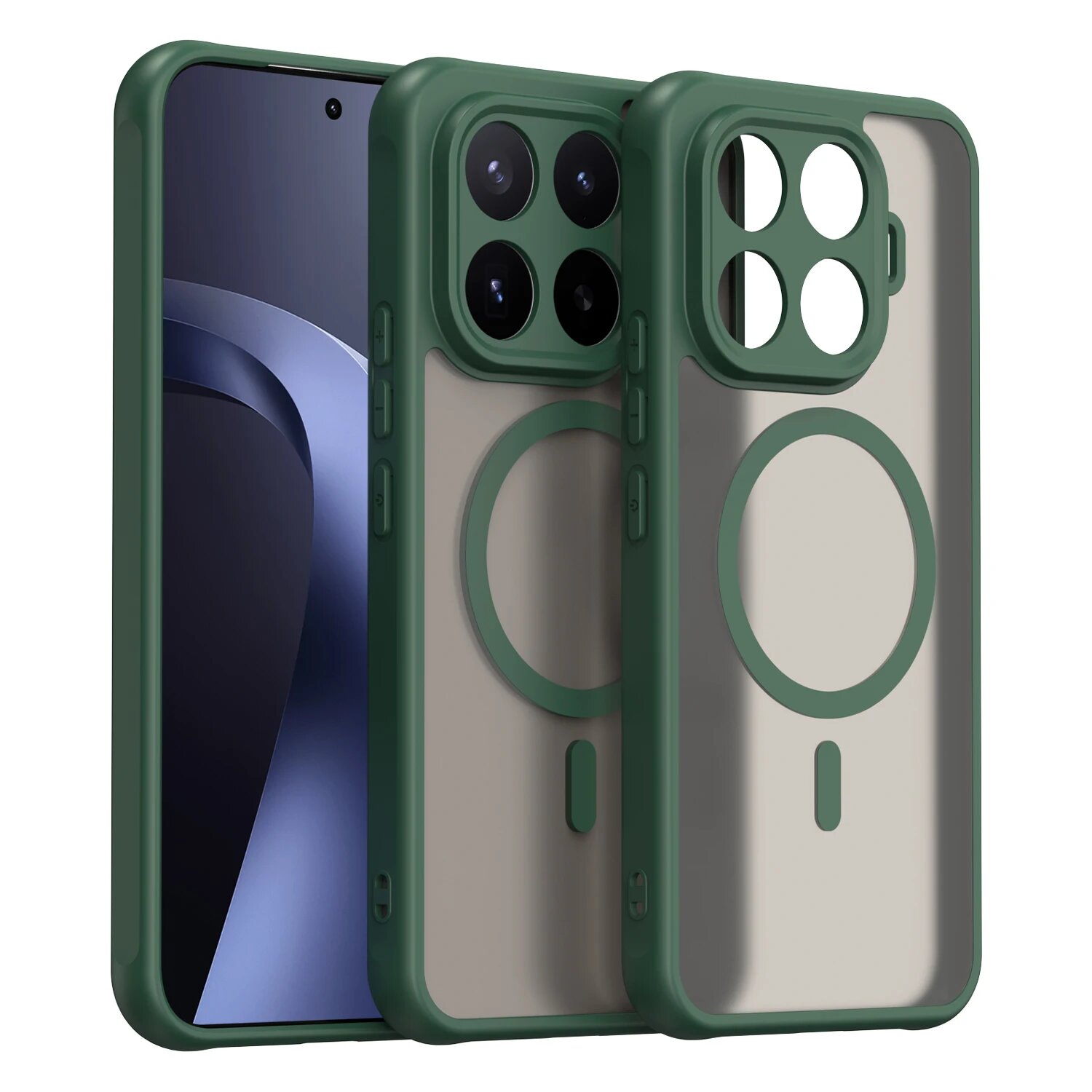 Противоударный матовый чехол Frosted Shield для Xiaomi 17T Pro с Зеленый, Green, For Xiaomi 17T Pro
