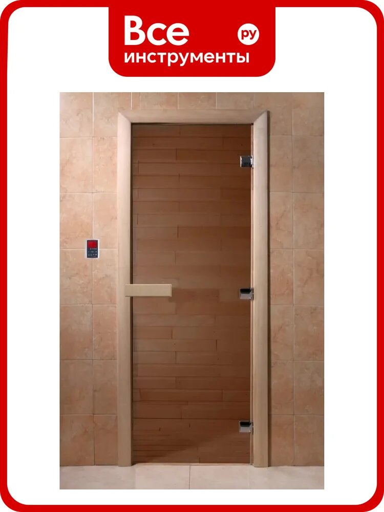 Дверь для бани DoorWood теплый день, 1900x700 мм по коробке, правая, петли справа УТ-00011880