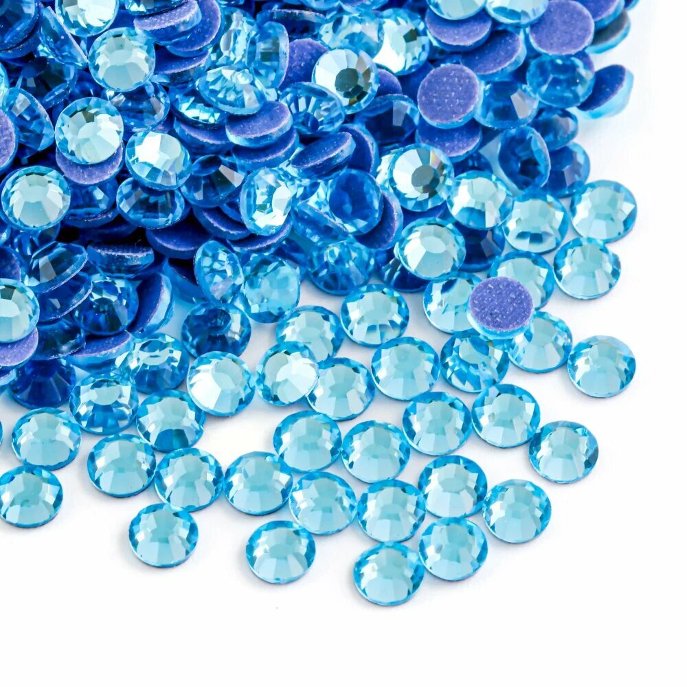Стразы DMC Hotfix синие SS6-SS30 SS16-1440pcs, Голубой, Aquamarine