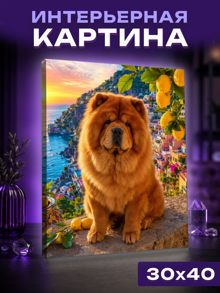 Интерьерная картина Чау-чау у цветного побережья Амальфи