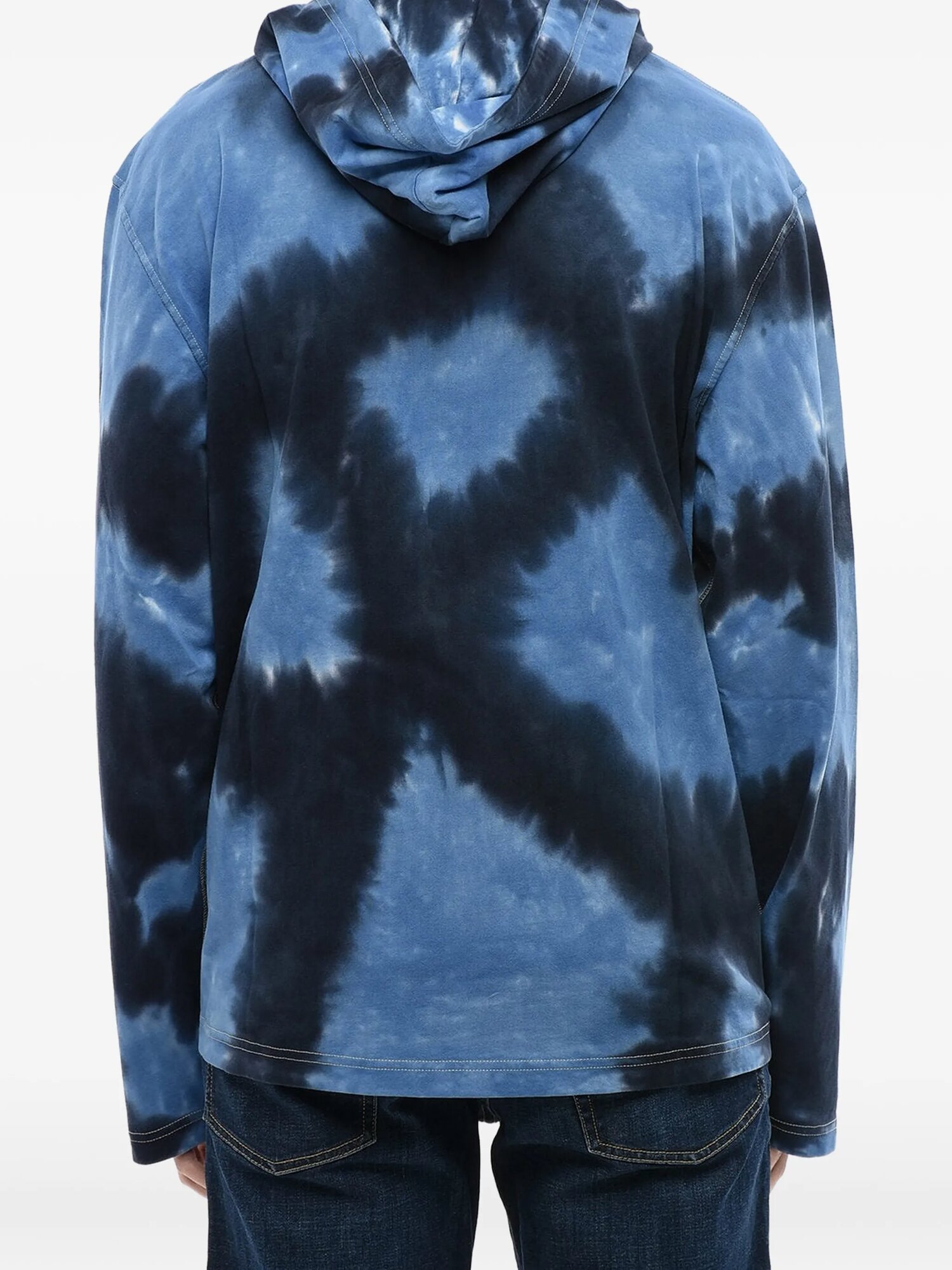 Худи DIESEL Tie-dye effect hoodie, размер 2XL, , Синий принт — фото 1