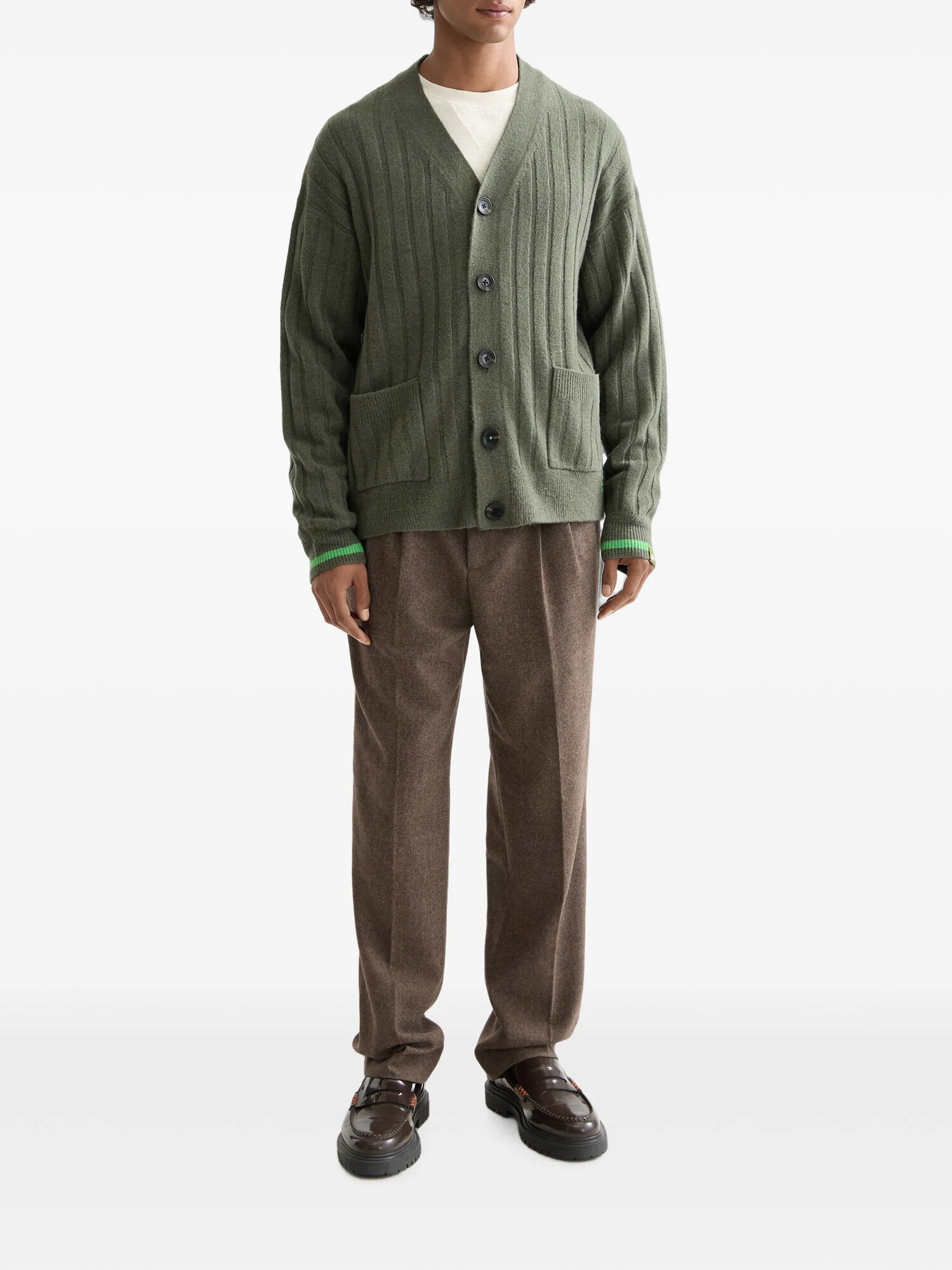 Кардиган SCOTCH & SODA Ribbed-knit patch-pocket cardigan, размер 52 — фото 1