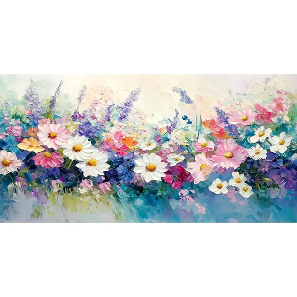 Milochic Модульная картина "Ромашки" 45x85 см, Хлопковый холст, Без рамы