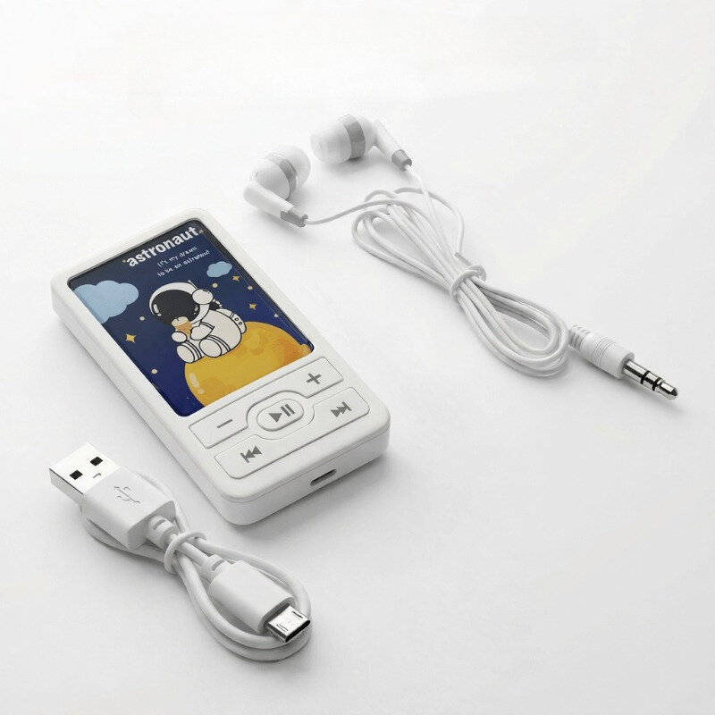 Мини портативный MP3 плеер с дизайном астронавта, встроенный динамик, разъём 3.5 мм, наушники в комплекте