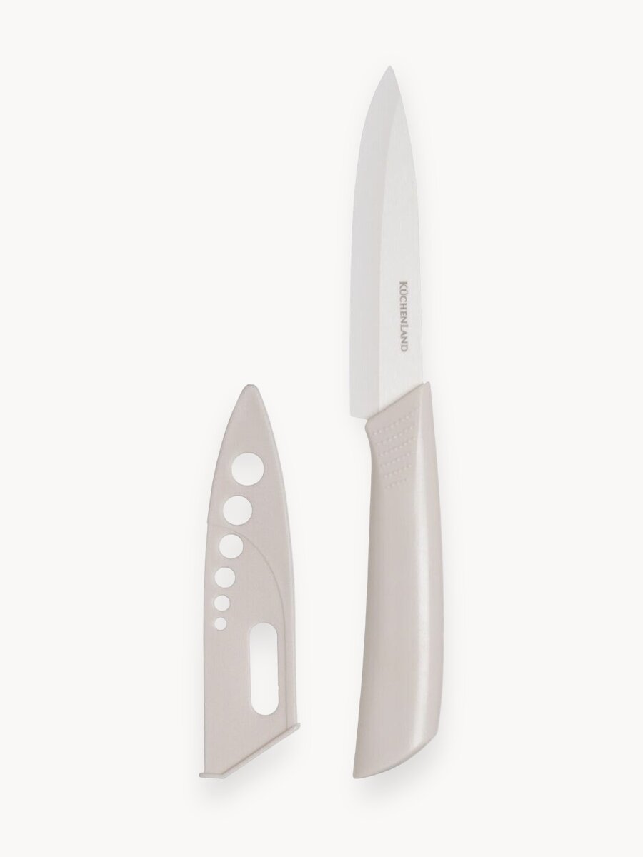 Нож для нарезки, 13 см, с чехлом, керамика/пластик, молочный, Regular