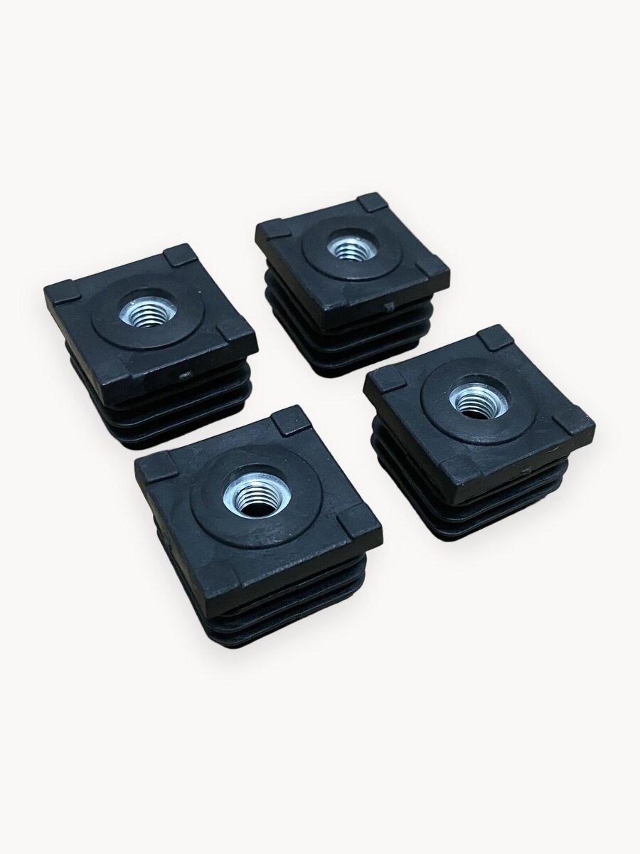 Заглушки резьбовые квадратные 40x40-M10 (4шт) забивные Черные, для профильных труб