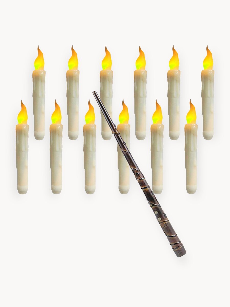 Парящие свечи Гарри Поттер Lumos, с волшебной палочкой и батарейками, 12шт