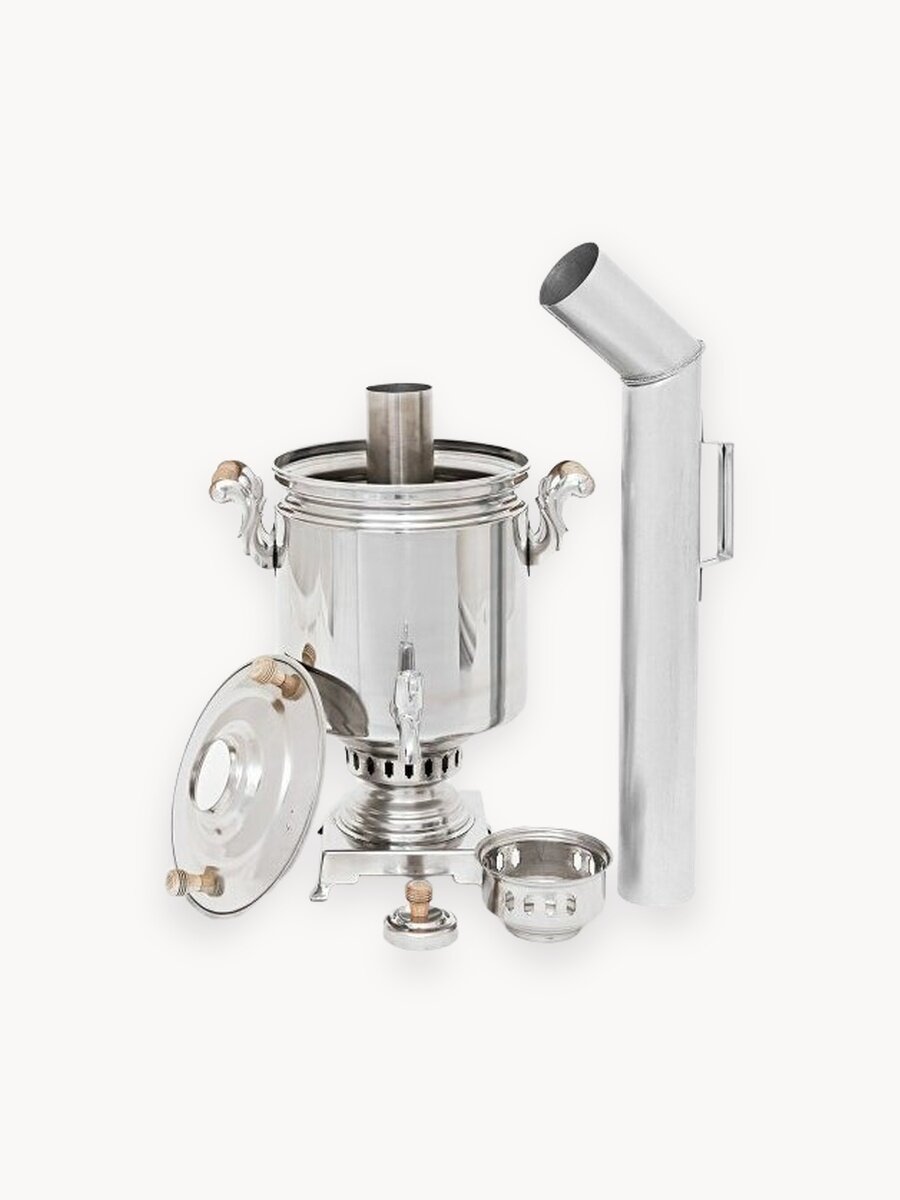 Самовар на дровах жаровый "Купец" 5 литров из нержавеющей стали