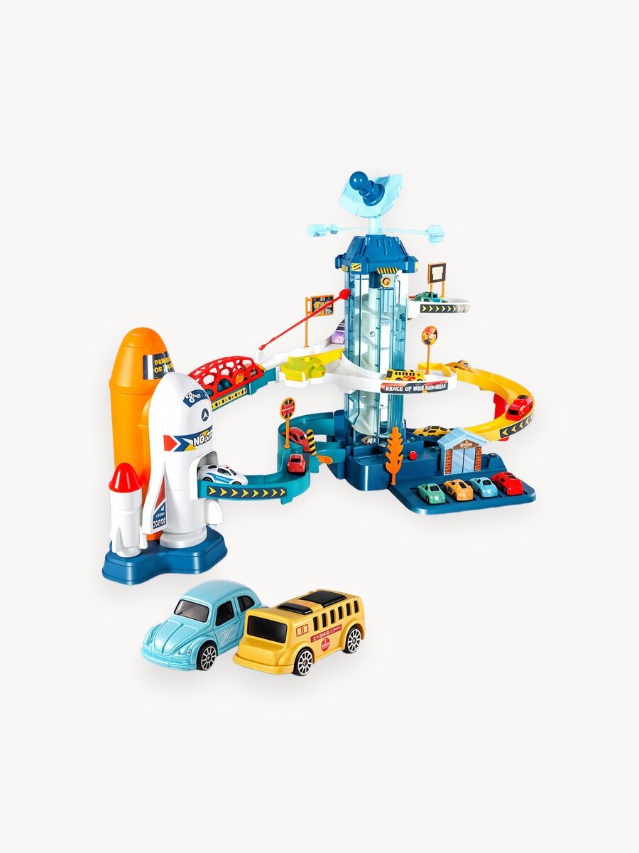 Парковка для машинок с лифтом детская Автотрек гараж паркинг