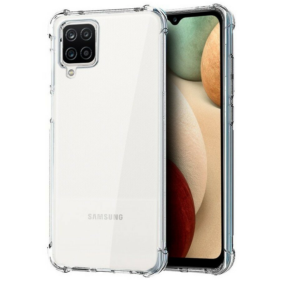 Силиконовая накладка для Samsung A12 с усиленными бортами прозрачный