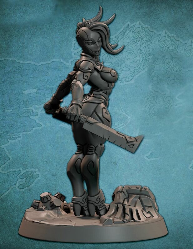 Секси Кованая Воительница, Констракт, Warforged Воин, Убийца миниатюра для DnD (ДнД) и других Настольных игр (НРИ, Варгеймов или РПГ), фентези тематика