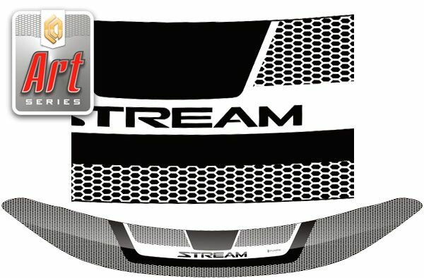 Дефлектор капота Honda Stream 2006-2014 RN6, RN7, RN8, RN9 Серия Art черная
