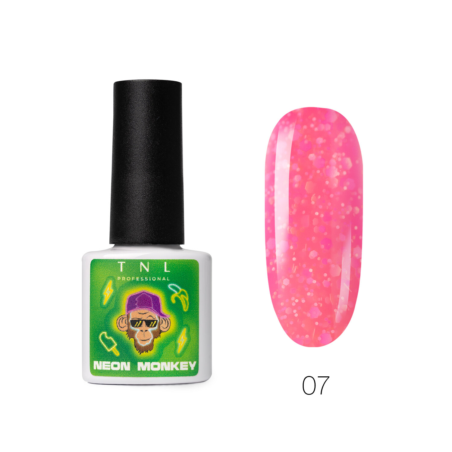 Гель-лак TNL Professional "Neon Monkey" №07 - розовый неон, 6 мл