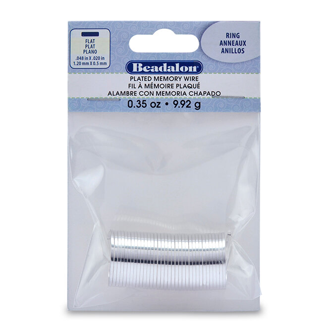 Проволока с памятью, 22х1.2х0.5мм, Beadalon, для кольца, плоское сечение, посеребренная, 9.92 грамма (ок.30 витков)