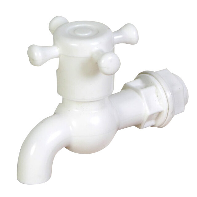 Кран вентильный, пластик, белый, 1/2", для умывальников и водонагревателей