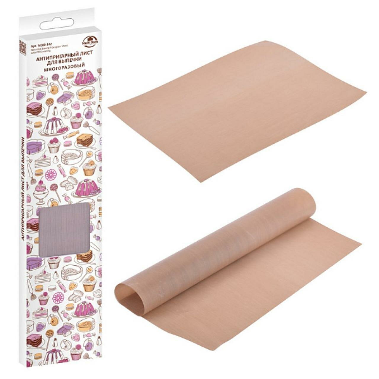 Антипригарная бумага для выпечки Мультидом, 40x33 см, использование в СВЧ