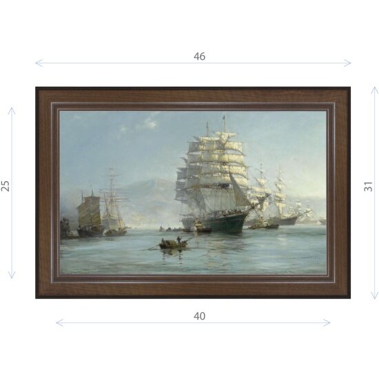 Картина Декор Депо Монтегю Доусона Сказочные корабли. Матовая бумага в раме без стекла 31х46 см, DDK53049E21W40H25P24