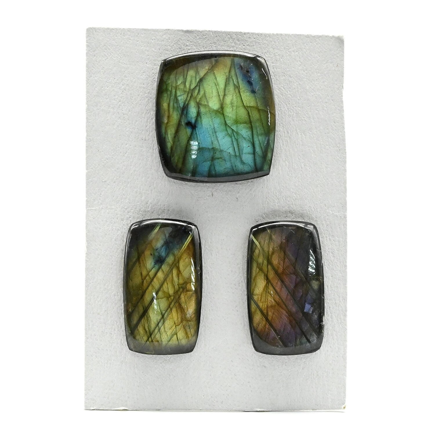 Кабошоны из камня лабрадор форма прямоугольник, комплект тройка