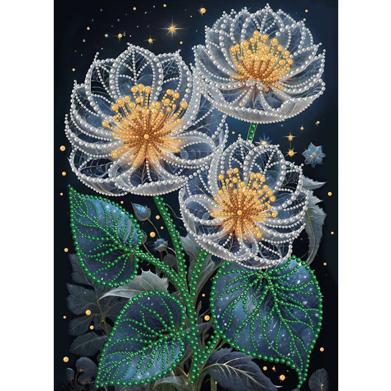 Набор для вышивания Larkes #Н4232 Ночные цветы, Вышивка бисером, 21 х 29 см