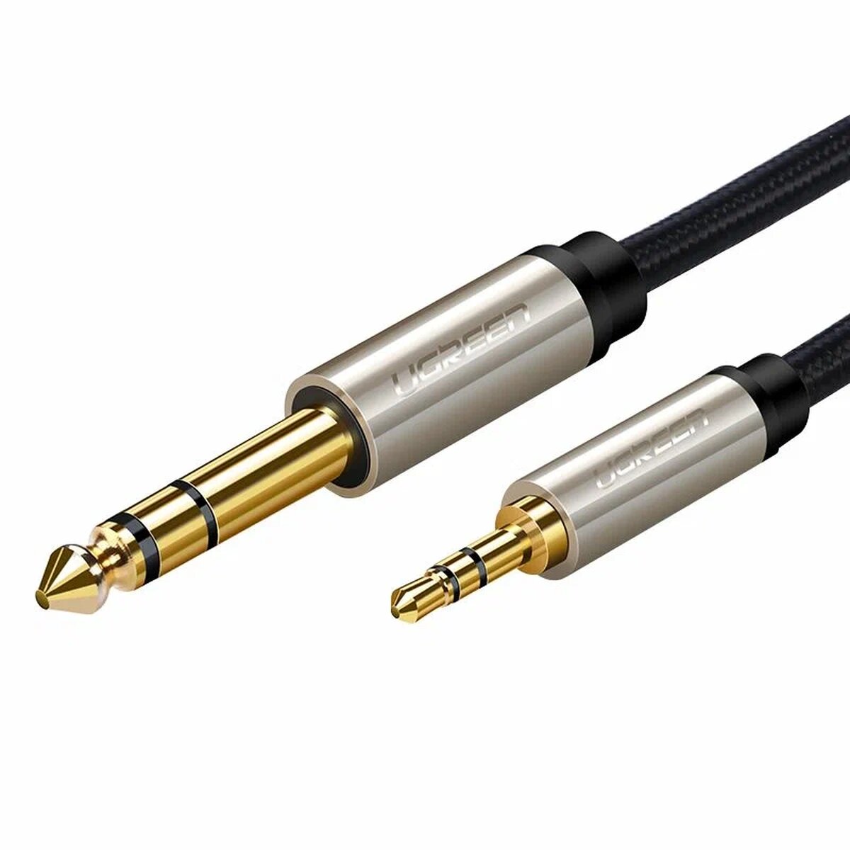 Кабель UGREEN AV127 (10625) 3.5mm to 6.35mm TRS Stereo Audio Cable. Длина: 1 м. Цвет: серый