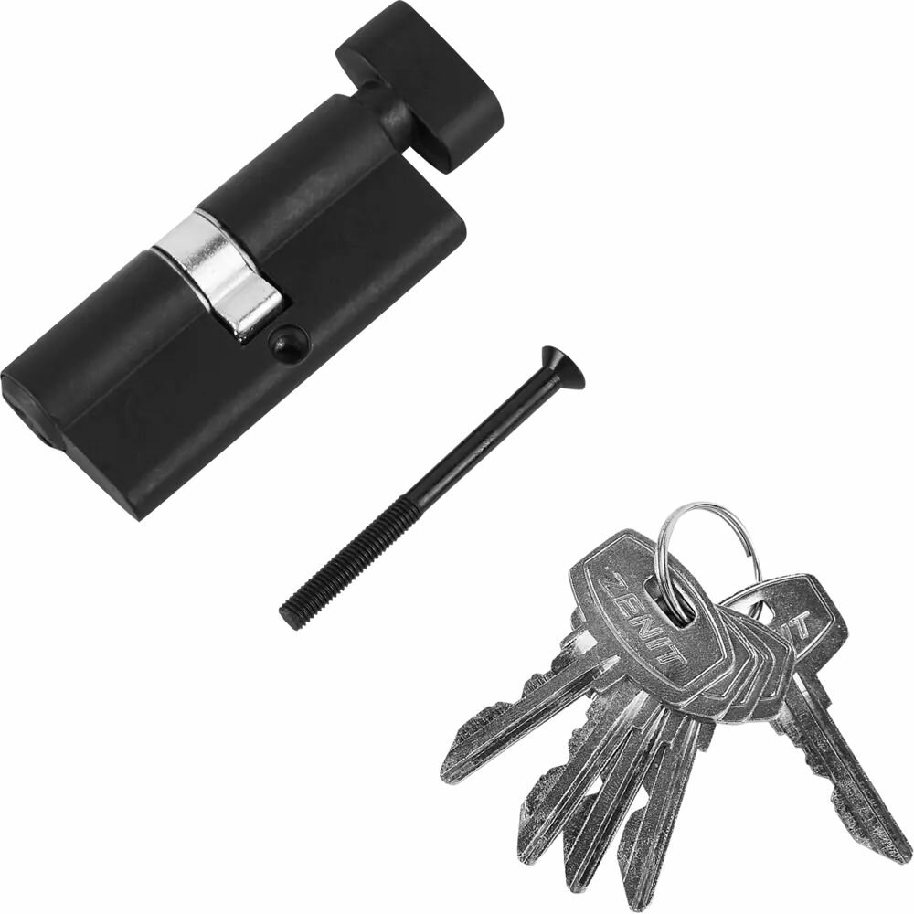 Цилиндр МЦ1П-5-70, 35x35 мм, ключ/вертушка, цвет черный