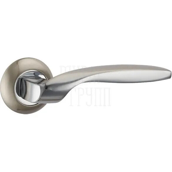 Дверная ручка Punto (Пунто) на круглой розетке "BOSTON" TL матовый никель + хром