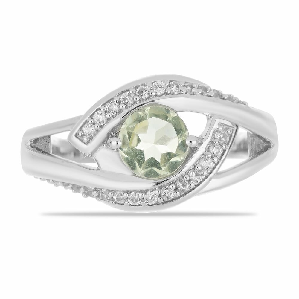 Кольцо, серебро, 925 проба, родирование, циркон, топаз