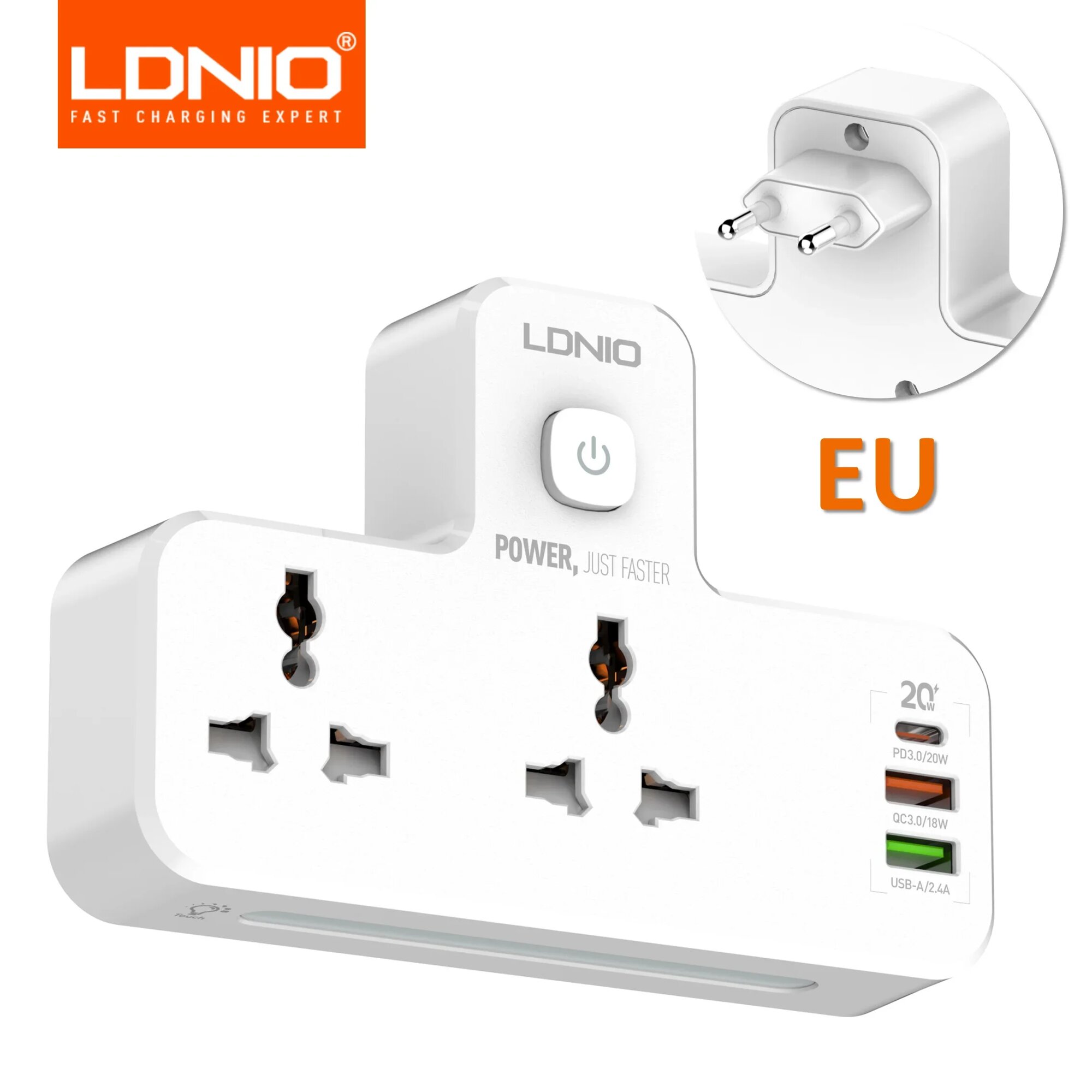 LDNIO ночник в розетку, сетевой фильтр с usb type c，универсальный адаптер питания 2AC для путешествий, европейские, Великобритания, США, электрические розетки с переключателями, ночная лампа