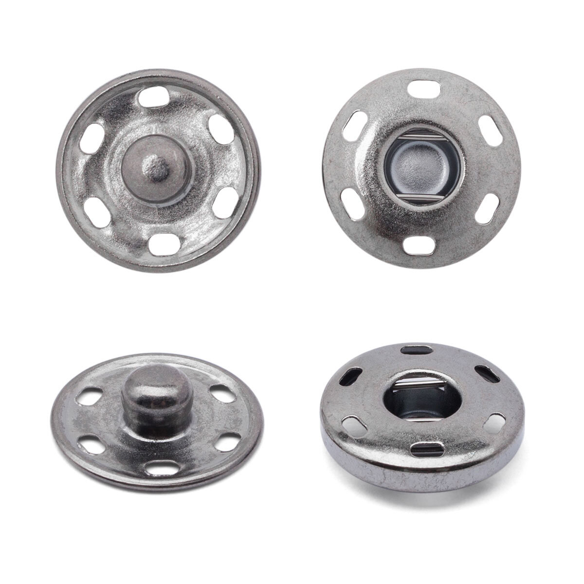 Кнопка для одежды пришивная 19 мм, Айрис, Г13975, металл (черный никель), 20 шт