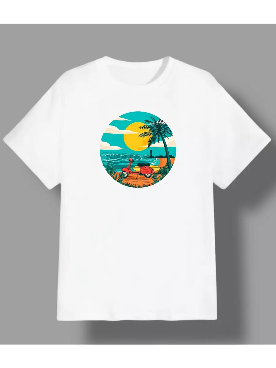 Футболка пейзаж в стиле поп арт