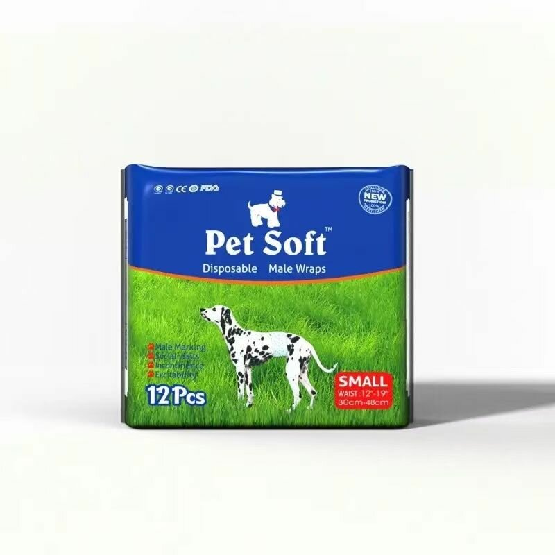 Одноразовые впитывающие пояса для кобелей мелких пород и щенков, размер S, 12 штук, защита от протекания и нейтрализация запахов