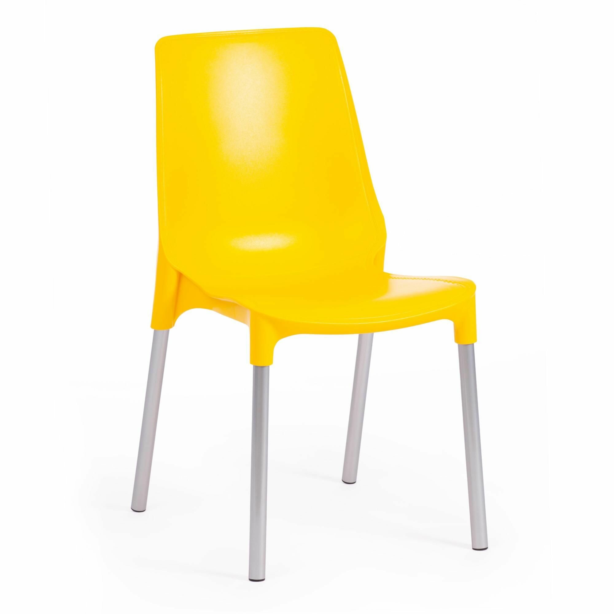 Стул GENIUS (mod 75) Tetchair желтый, хромированный, металл, пластик, твердое сиденье, без подлокотников