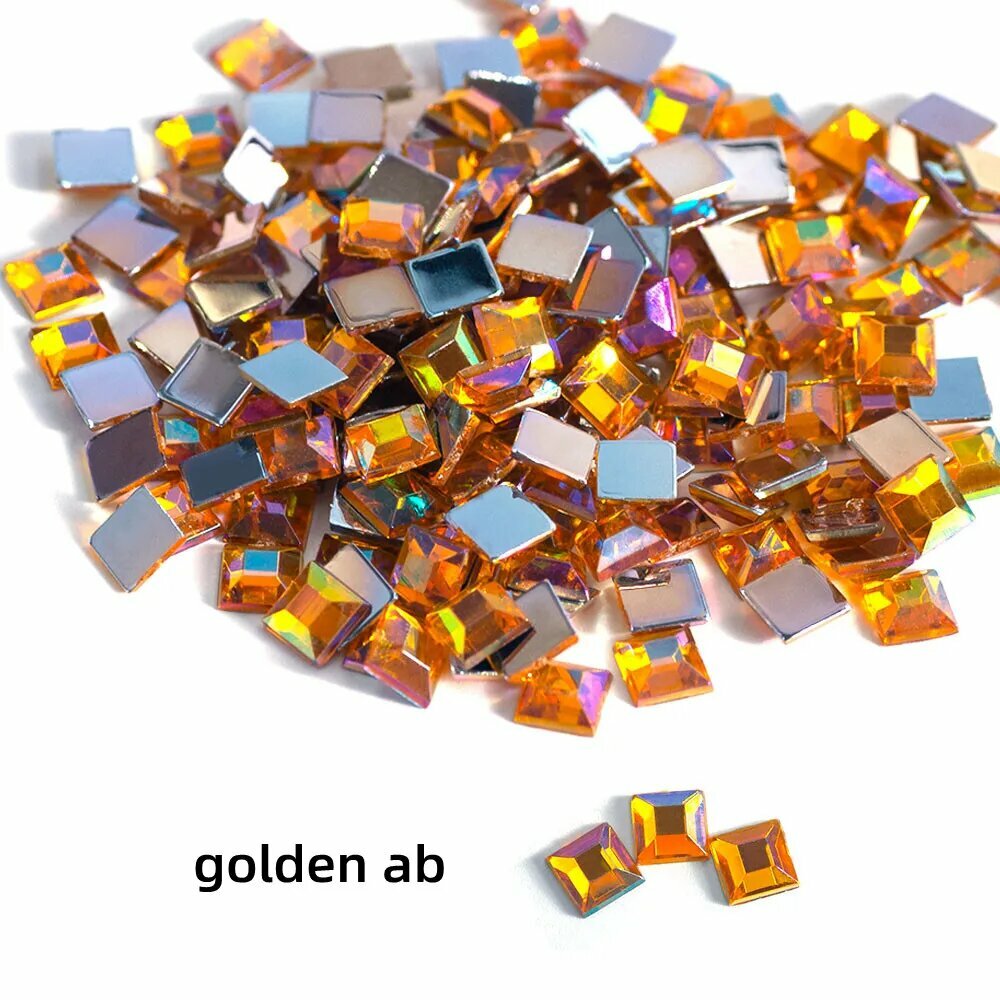 Стразы квадратные 6 мм golden ab, 100 шт