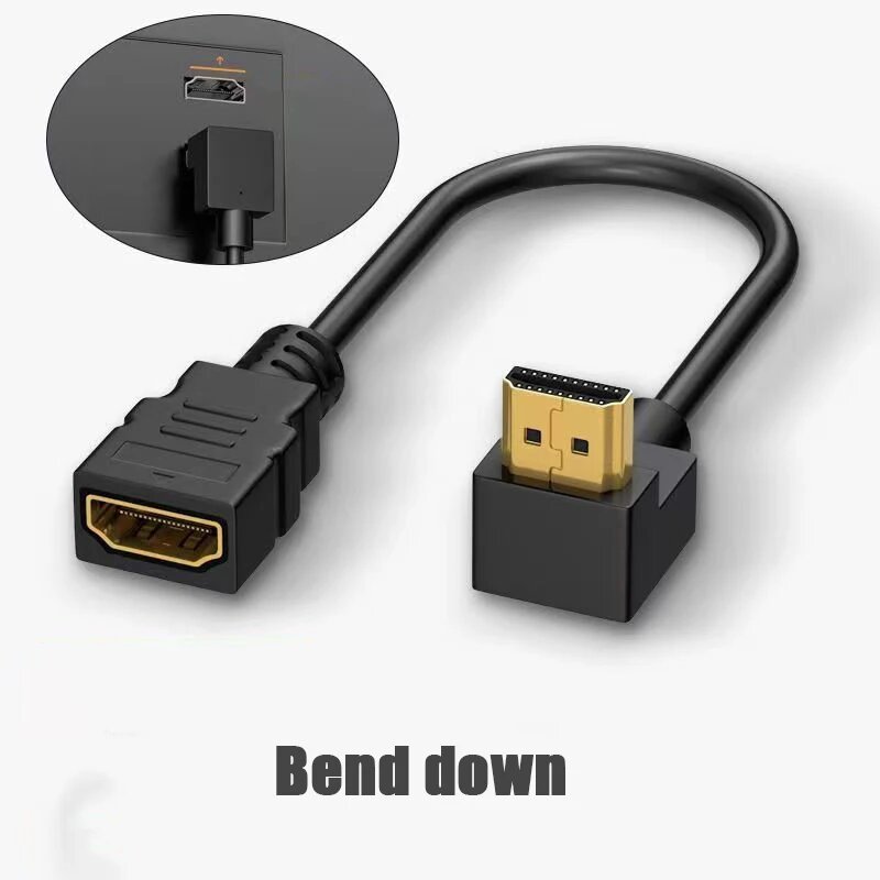 HDMI удлинительный кабель 90 градусов F M Bend down, 0.3m